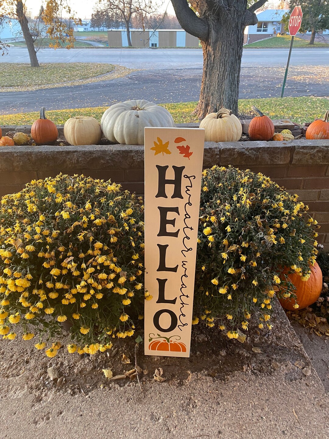 Hello Sweater Weather Fall Porch Sign - Welcome Vertical Sign for Fall ...