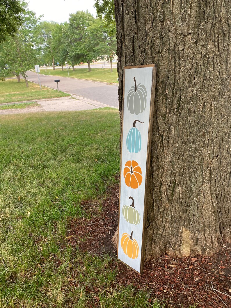 Fall Pumpkin Sign Porch Pumpkin Wood Sign Vertical - Etsy