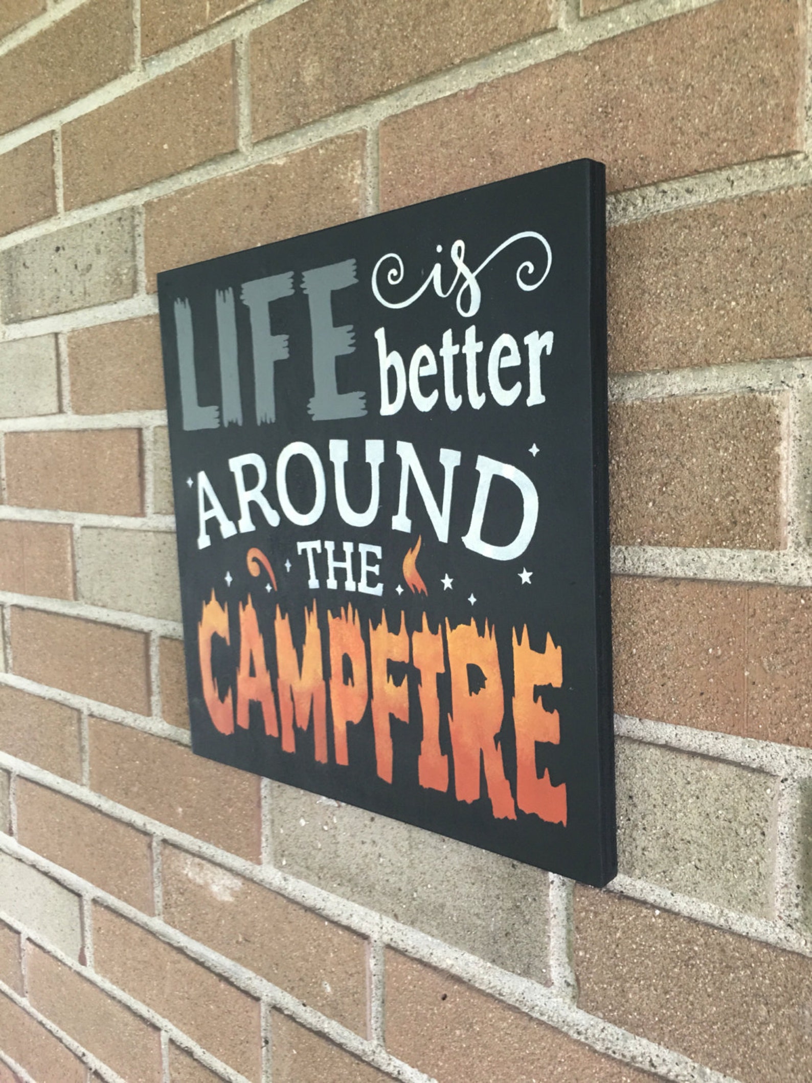 Campfire Wood Sign: Rustic Backyard Bonfire Decor (12"x12") - Etsy