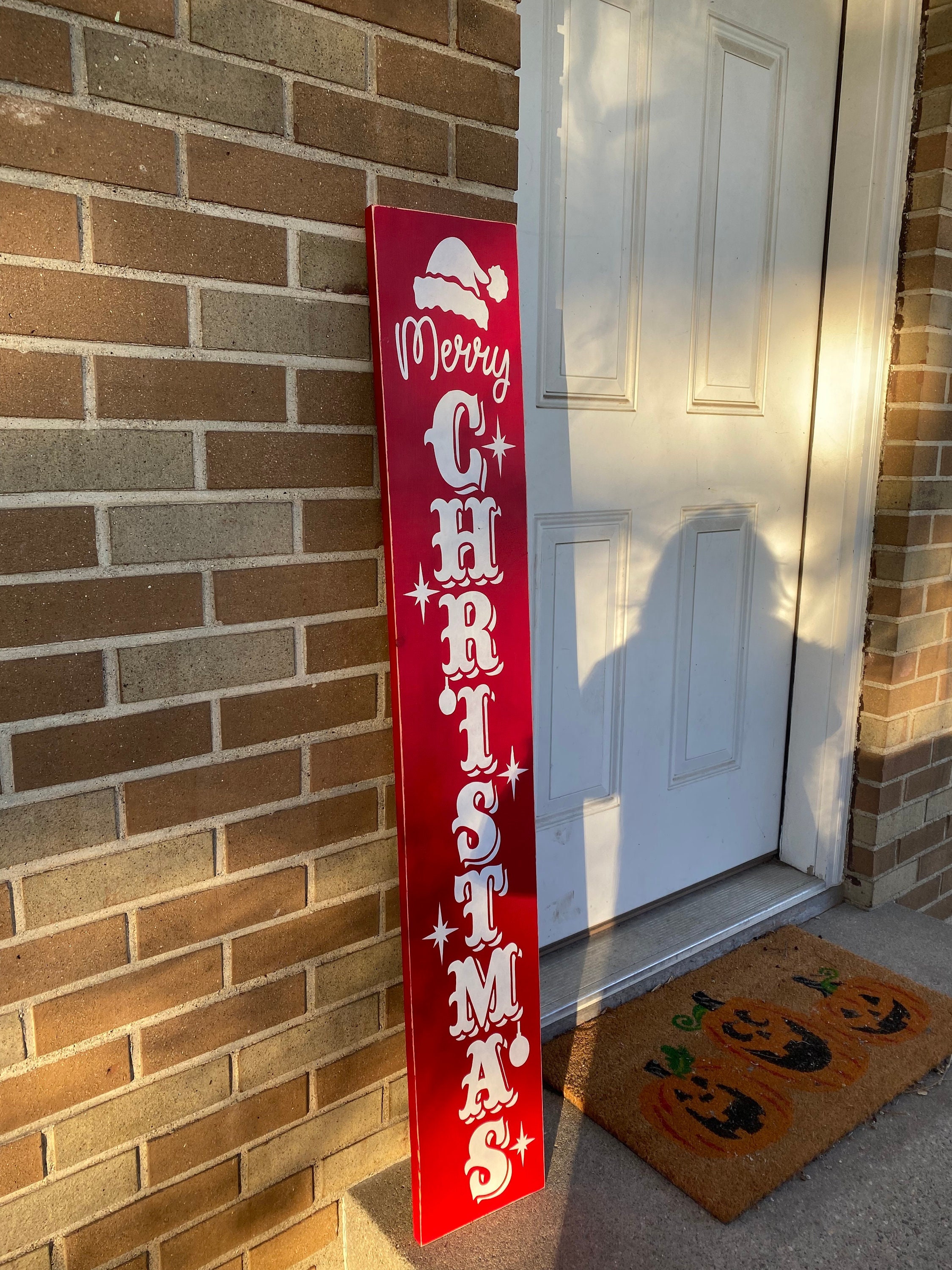 Christmas Porch Decor, Merry Christmas Wood Sign, Vertical Farmhouse ...