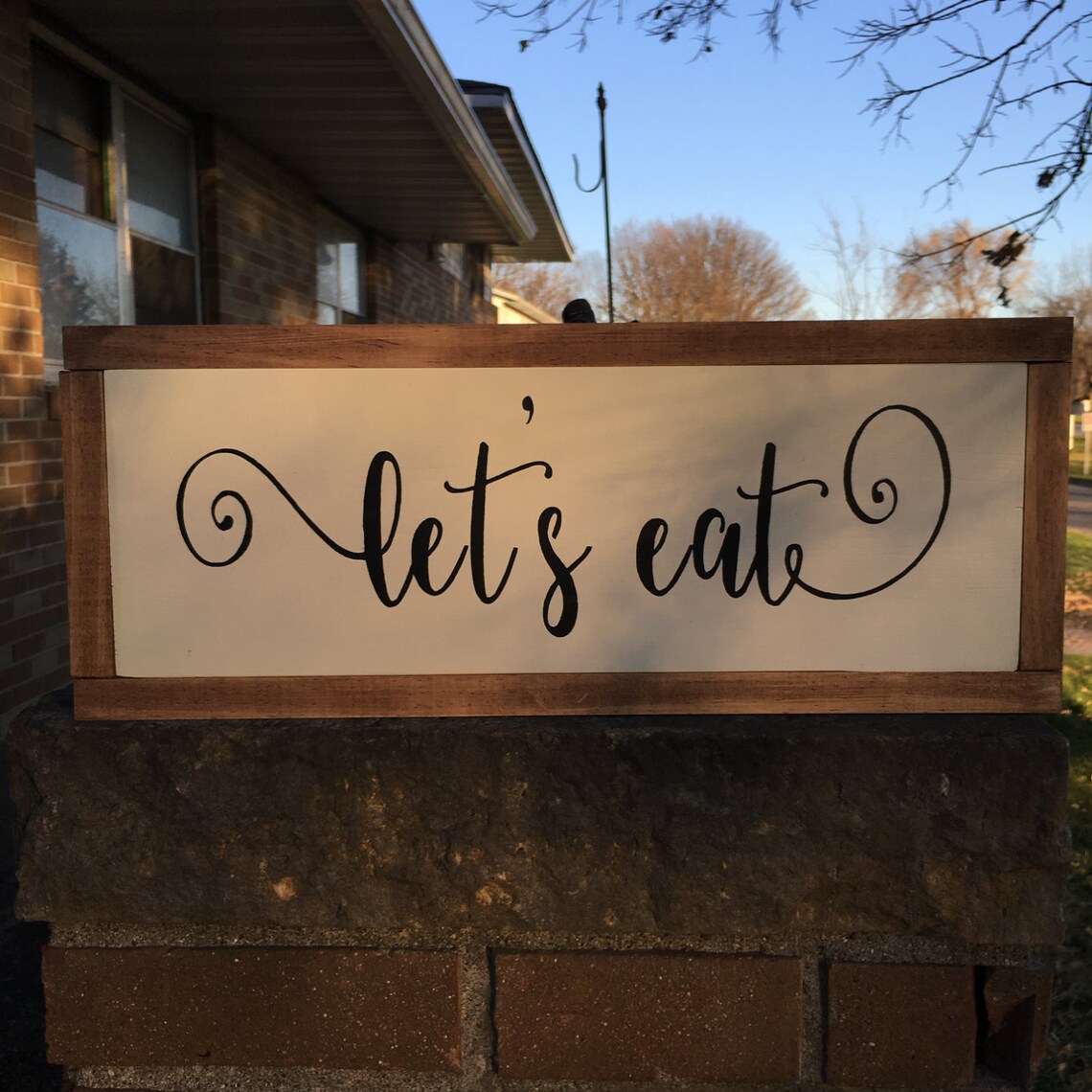 Vamos a comer letrero de madera / Letrero de cocina de granja - Etsy España