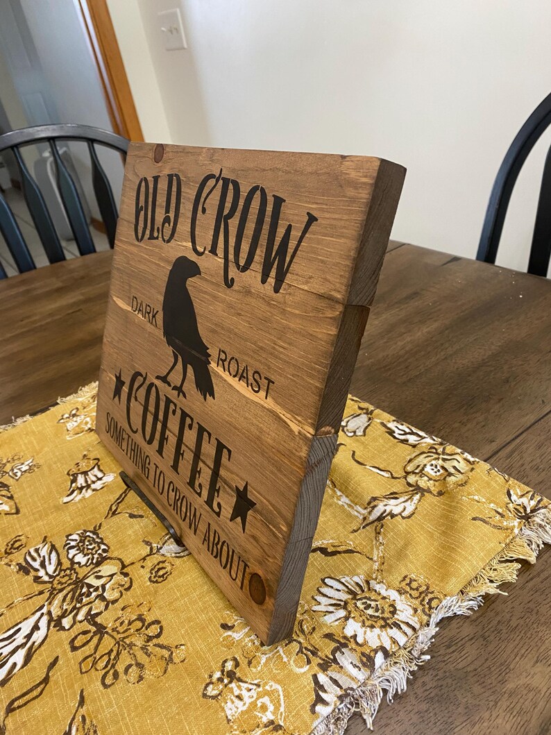 Old Crow Coffee Primitive Wood Sign - Etsy