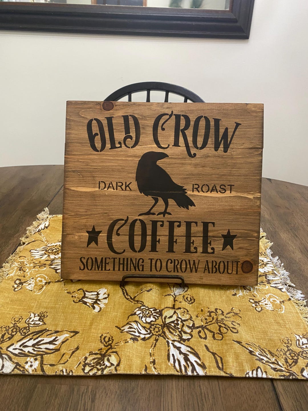 Old Crow Coffee Primitive Wood Sign - Etsy