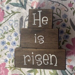 He is Risen Wood Sign Shelf Sitter Wood Blocks Easter Tiered Tray Decor ...