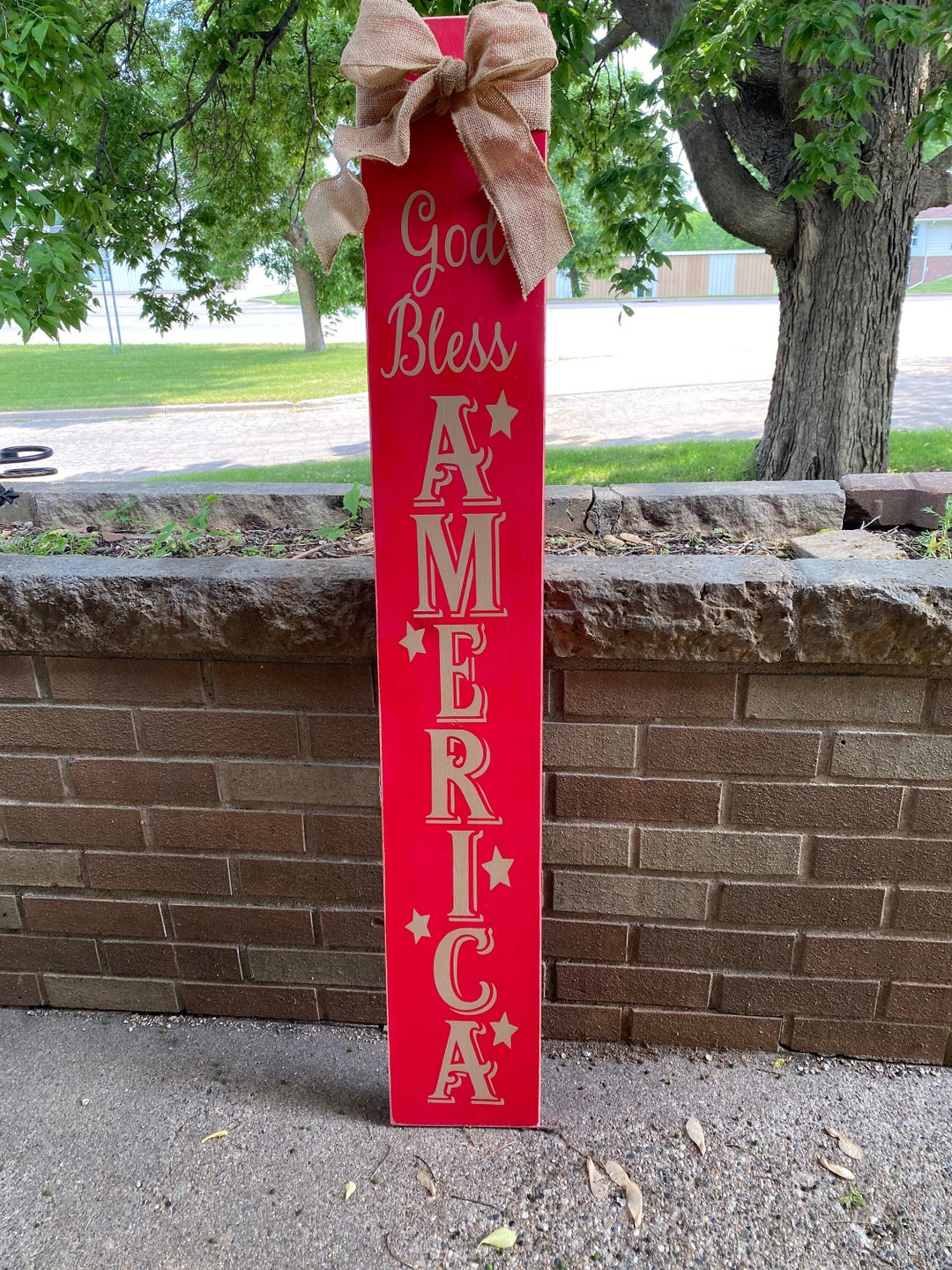 God Bless America Wood Porch Sign / 4th of July Patriotic Front Door ...