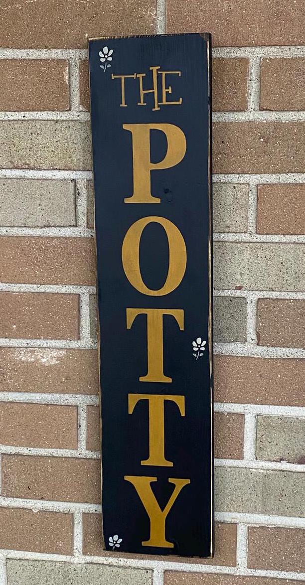 Hand-painted "the Potty" Wood Bathroom Sign - Rustic Farmhouse Decor - Etsy