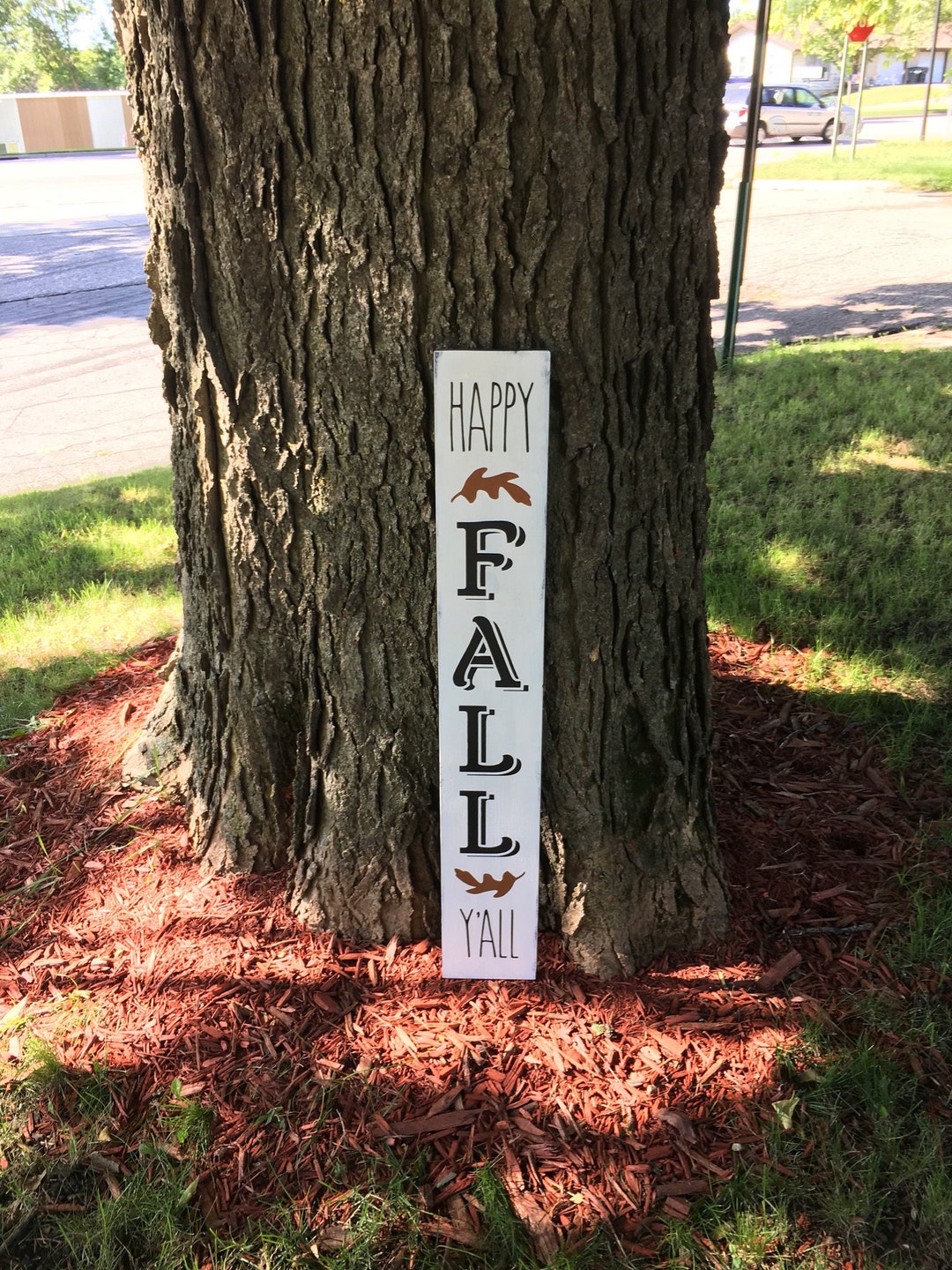 Fall Sign Porch - Happy Fall Ya'll Farm Style Wood Sign - Fall Leaves ...
