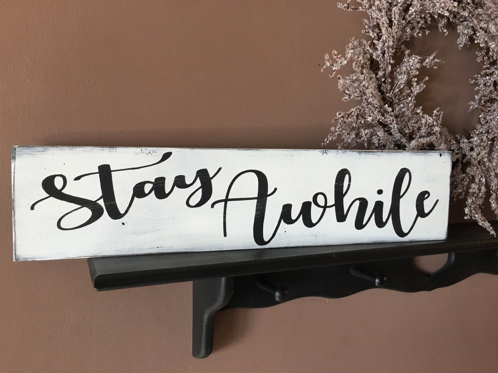 Stay Awhile Sign Farmhouse Sign Wood and Rustic Sign Wall - Etsy