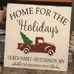 Home for the Holidays Christmas Sign Wood Sign Personalized Christmas ...