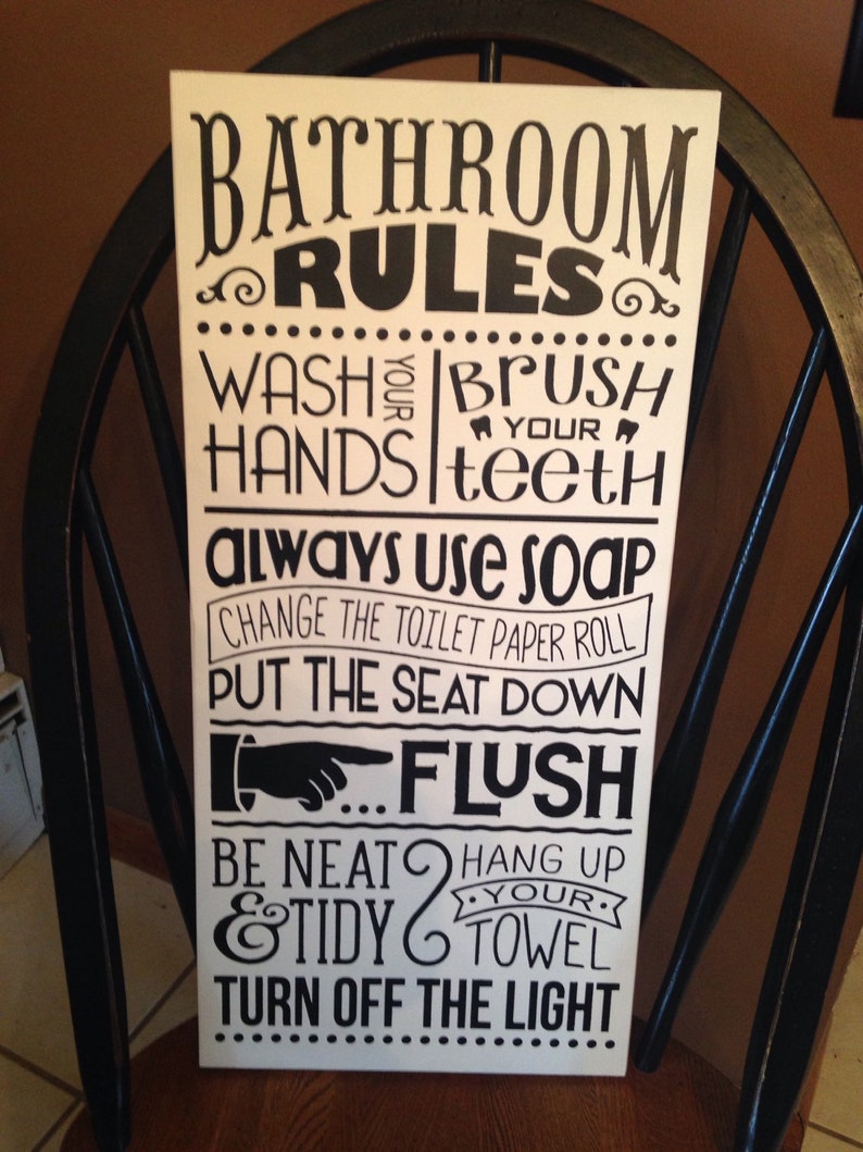 Bathroom Decor Bathroom Rules Sign Home Decor Bathroom - Etsy