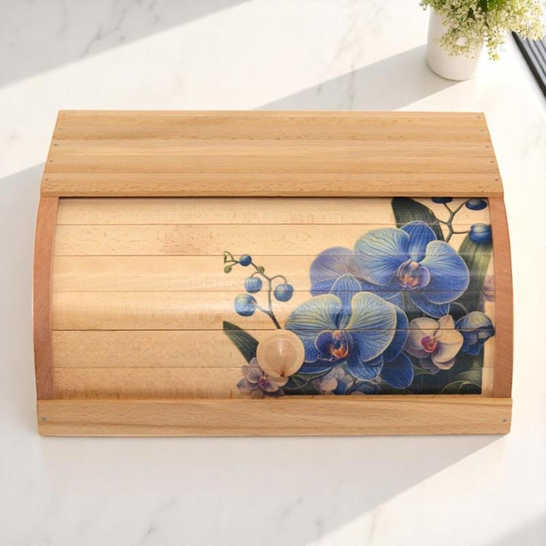 Custom Handmade Bread Box – Rustic Beech Wood Storage for Countertop ...