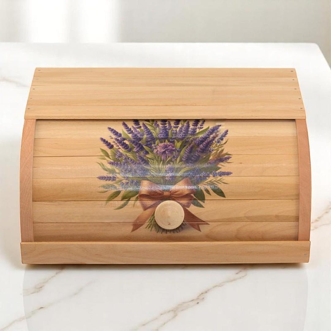 Vintage Wooden Bread Box – Large Rustic Beech Wood Storage, Handmade ...