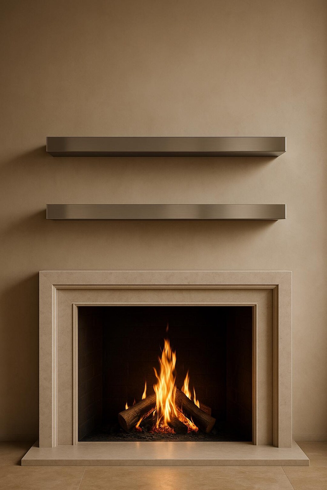 Floating Stainless Steel Shelf - Modern Stainless Mantel Shelf, Sleek ...