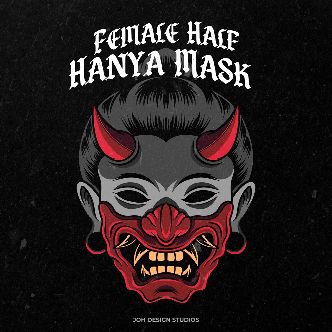 Japanese Half Hanya Mask Oni Mask Design Japanese Mask Female Masked ...