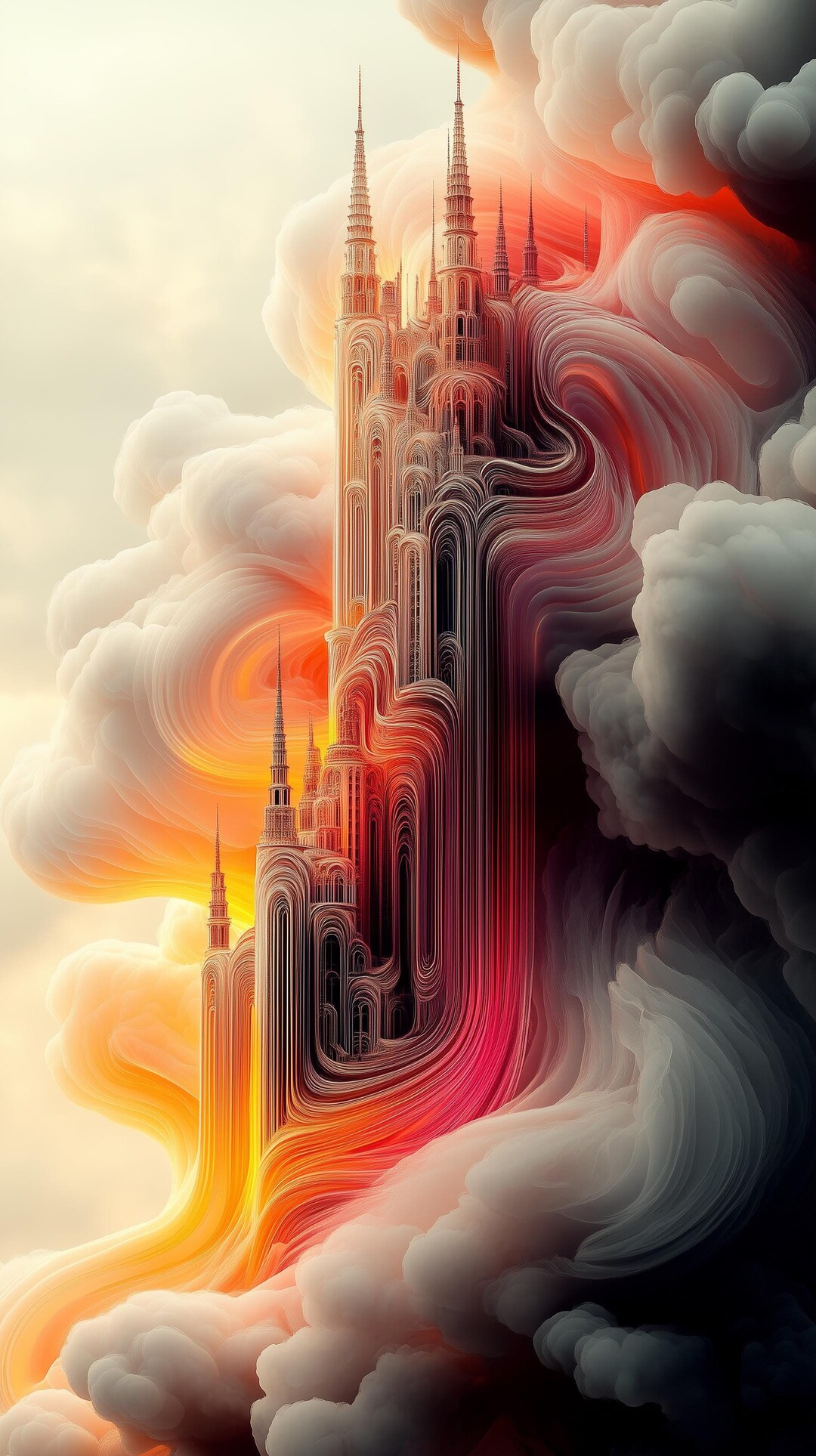Abstract Castle Painting Clouds Digital Art Print Home Decor Printable ...
