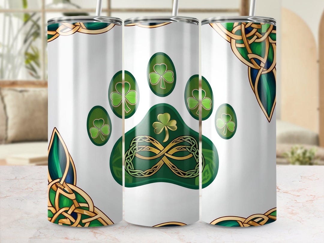 Irish Paw Print Tumbler Wrap 20oz PNG St Patrick's Day Tumbler Wrap Digital Download 300 DPI ...