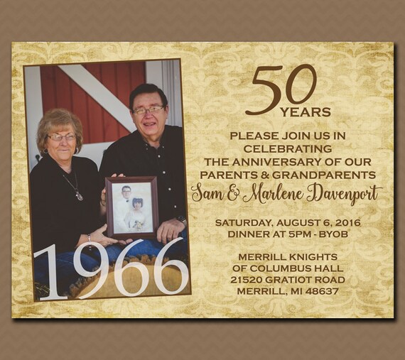 50th Anniversary Invitation Anniversary Party Invites Golden Etsy