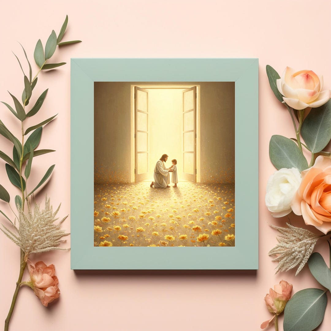 Embracing Hope A Serene Connection in Radiant Light - Digital Art Print ...