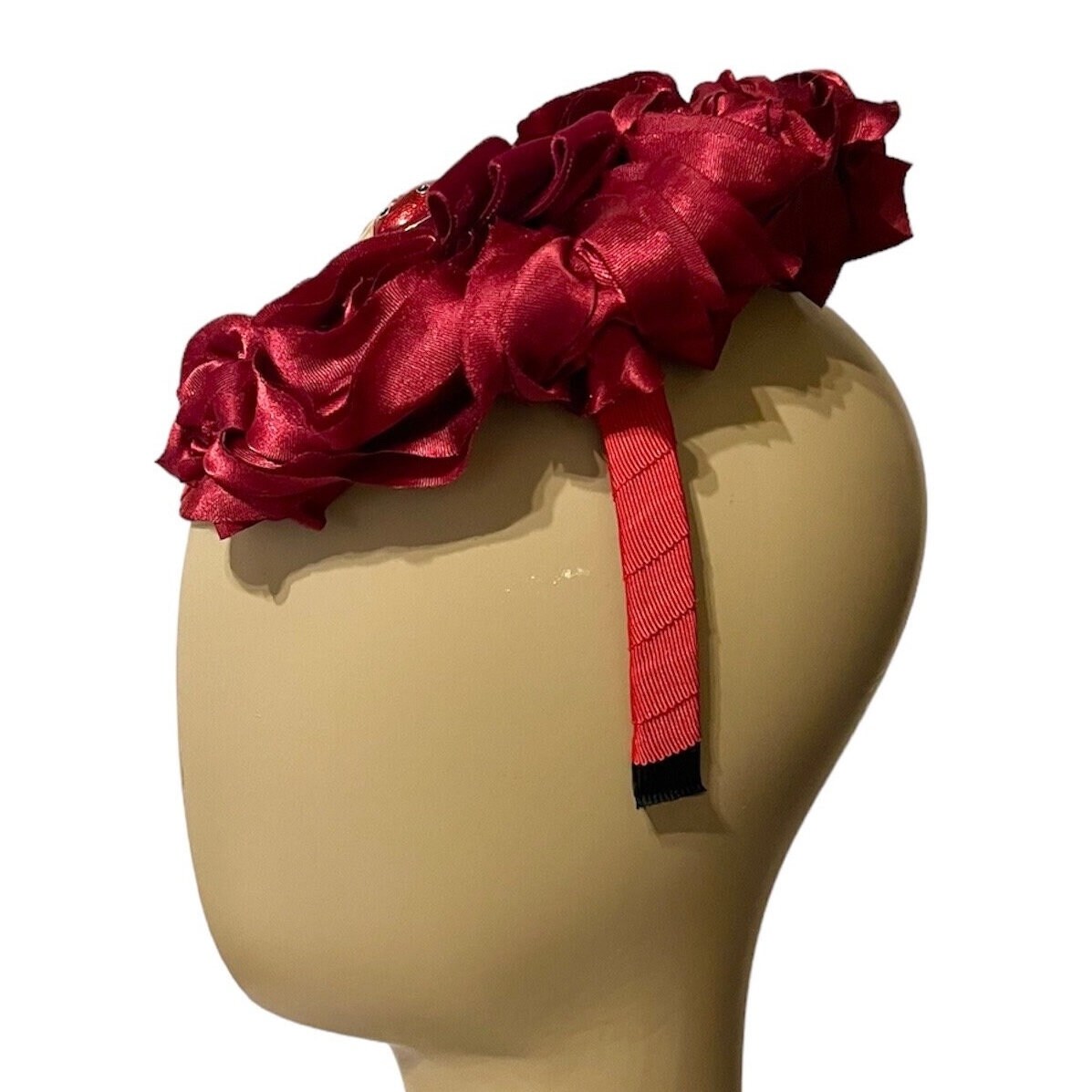 Kentucky Derby Red Roses Fascinator Headband With Ladybug Pin and Satin ...