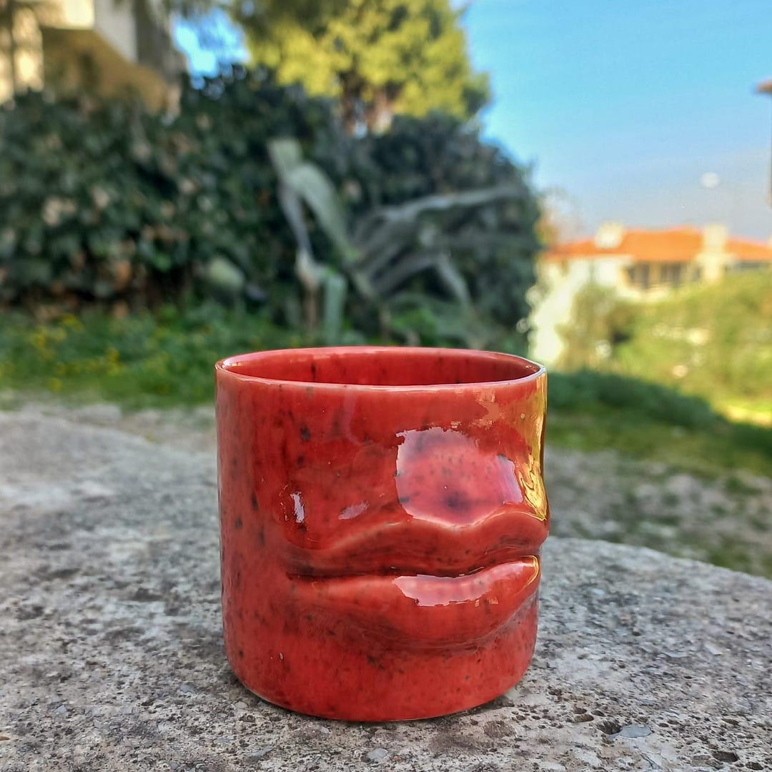 Lip Mug - Handmade Pottery Ceramic Lip - Kiss Ceramic Mug Lips Ceramic ...