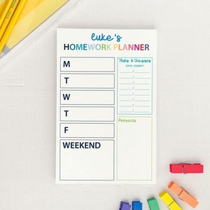 Personalized Homework Planner Notepad, School Assignment Organizer ...