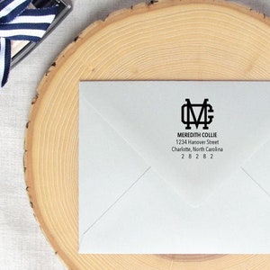 Modern Two Initial Interlocking Monogram Personalized Return Address ...