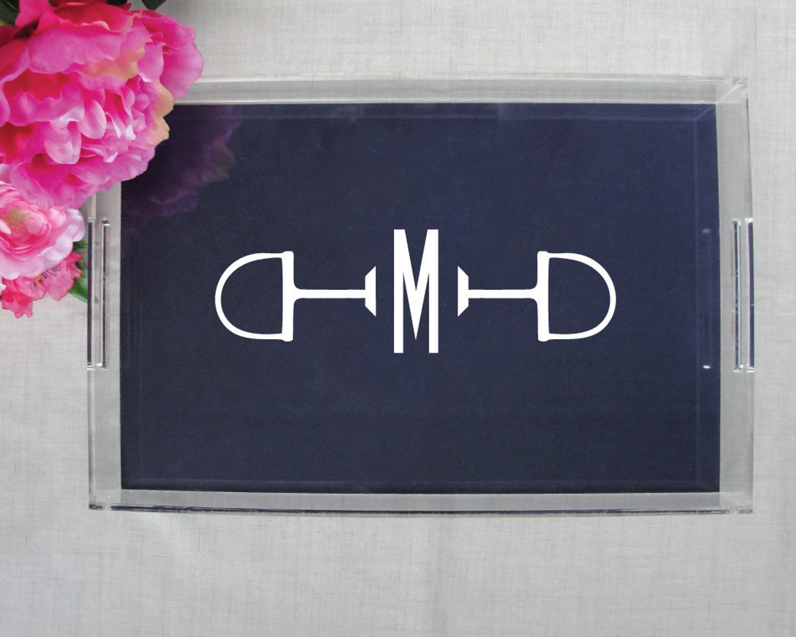 Equestrian Monogram Large Lucite Tray, Personalized Acrylic Tray With ...