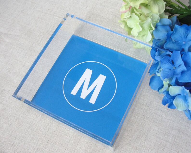 Monogram Square Lucite Tray, Personalized Acrylic Tray, Custom Color ...