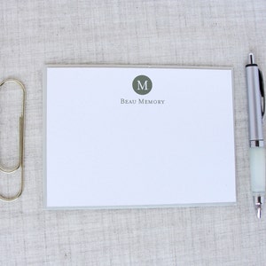 Single Initial Monogram Stationery, Set of 10 Personalized Flat Note ...