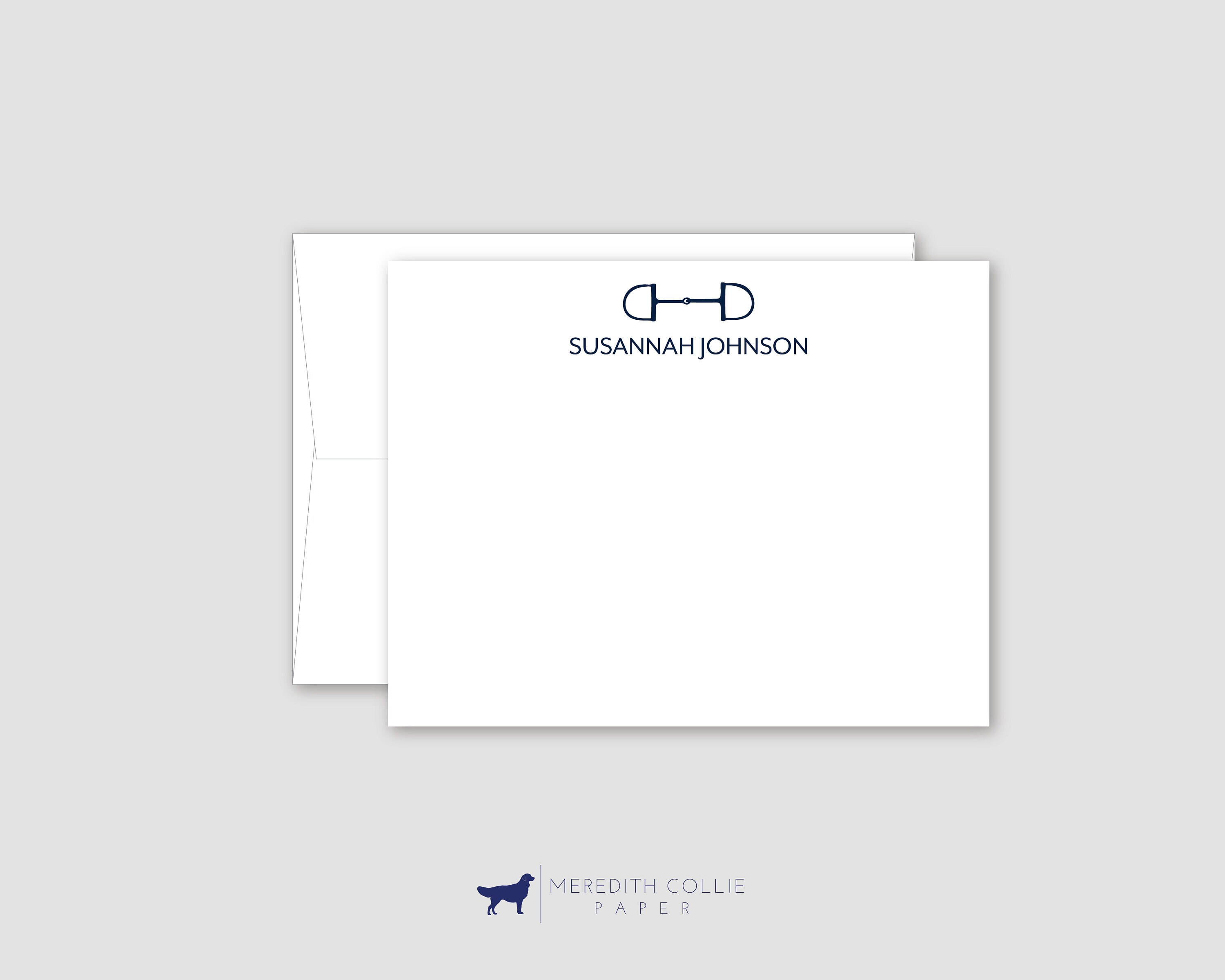 Simple Snaffle Bit Personalized Equestrian Stationery, Set of 10 Flat ...