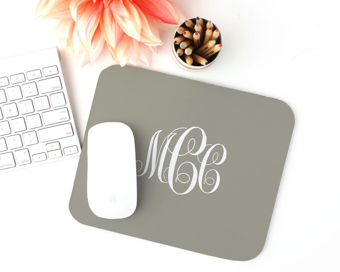 Monogram Mousepad Custom Colors Round Rectangle or Wrist Pad - Etsy