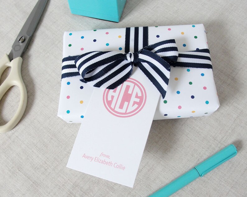 Monogram Gift Tags Set of 12 Personalized Hang Tag Simple - Etsy