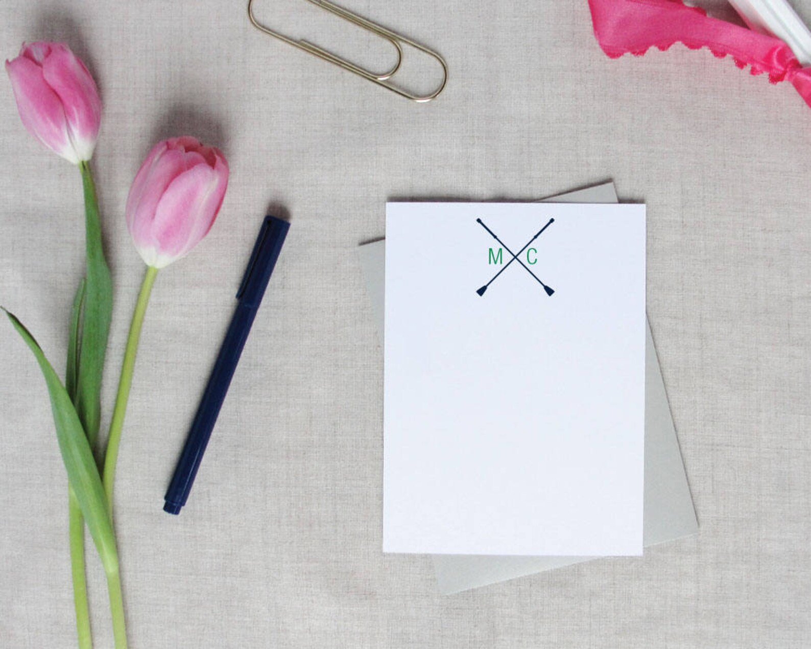 Two Letter Riding Crop Equestrian Monogram Stationery Gift Set | Etsy