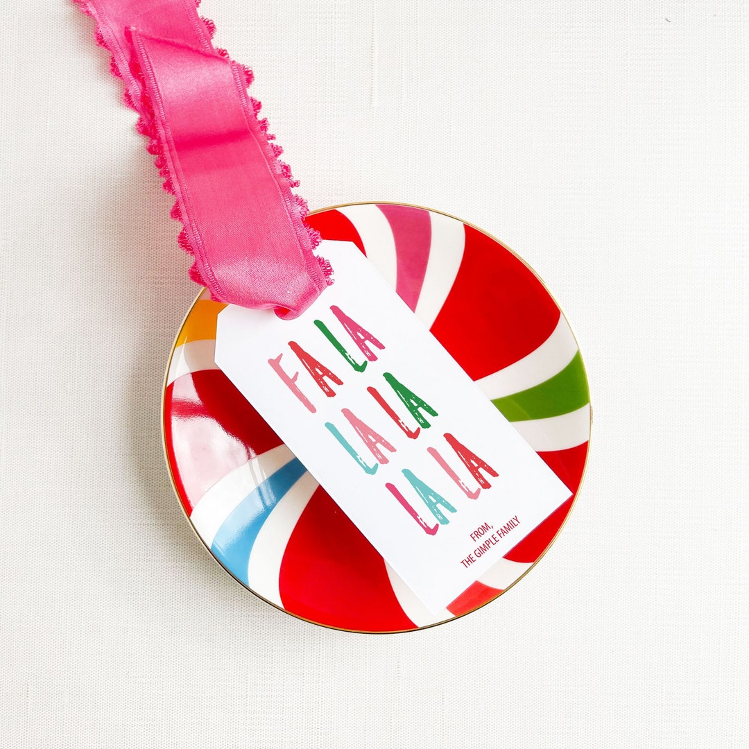 Fa La La Brush Lettering, Personalize Christmas Gift Tags, Holiday Hang ...