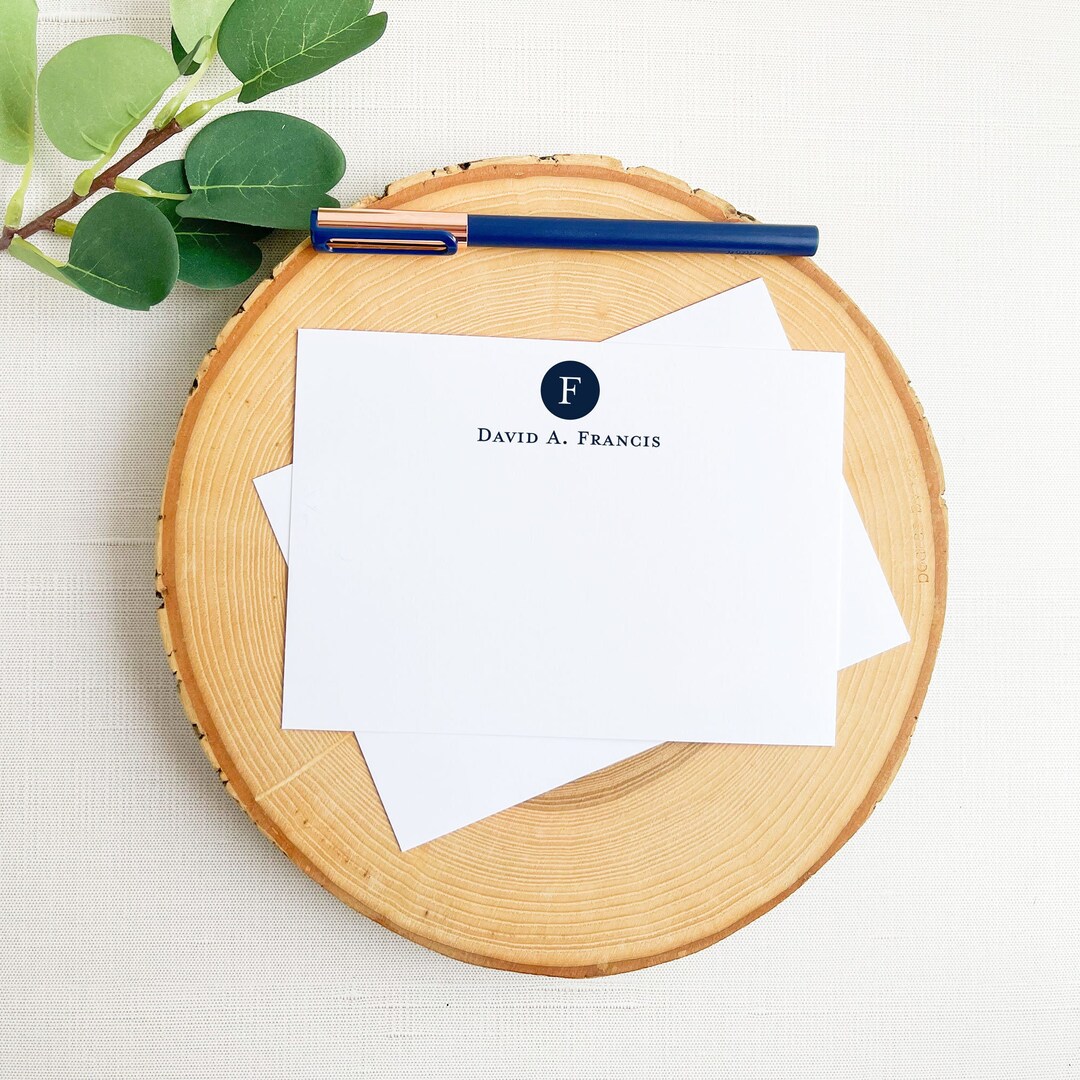 Single Initial Monogram Stationery, Set of 10 Personalized Flat Note ...