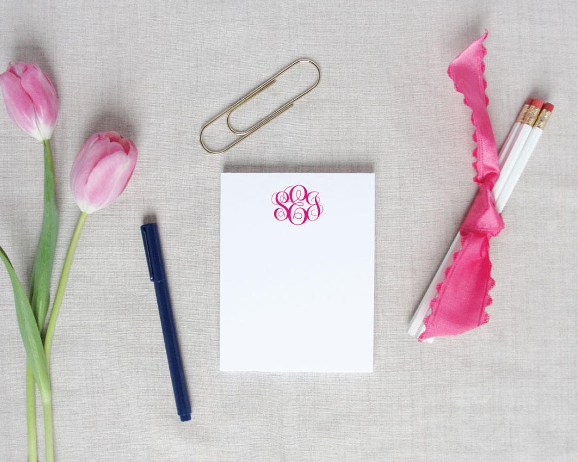 Script Monogram Personalized Notepad Custom Colors Small or | Etsy