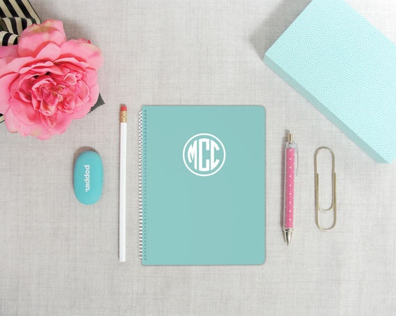 Simple Monogram Spiral Notebook Personalized Small Size | Etsy