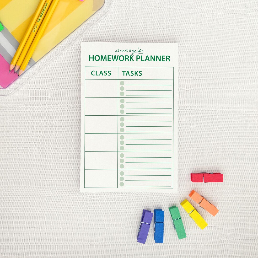 Simple Homework Planning Notepad for Middle and High School ...