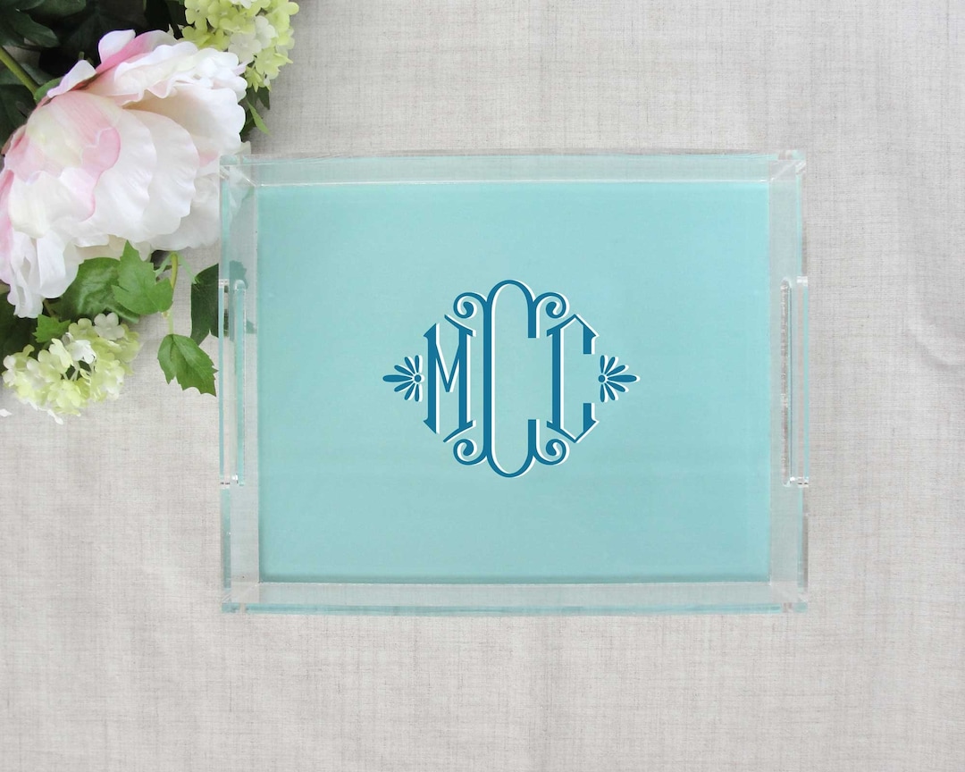 Elegant Monogram Lucite Tray, 4 Sizes Available, Feminine Single or ...