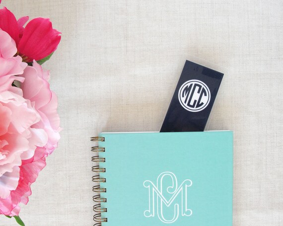 Monogram Laminated Bookmark Personalized Gift Custom Colors | Etsy