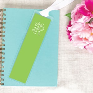 Monogram Laminated Bookmark Personalized Gift Custom Colors | Etsy
