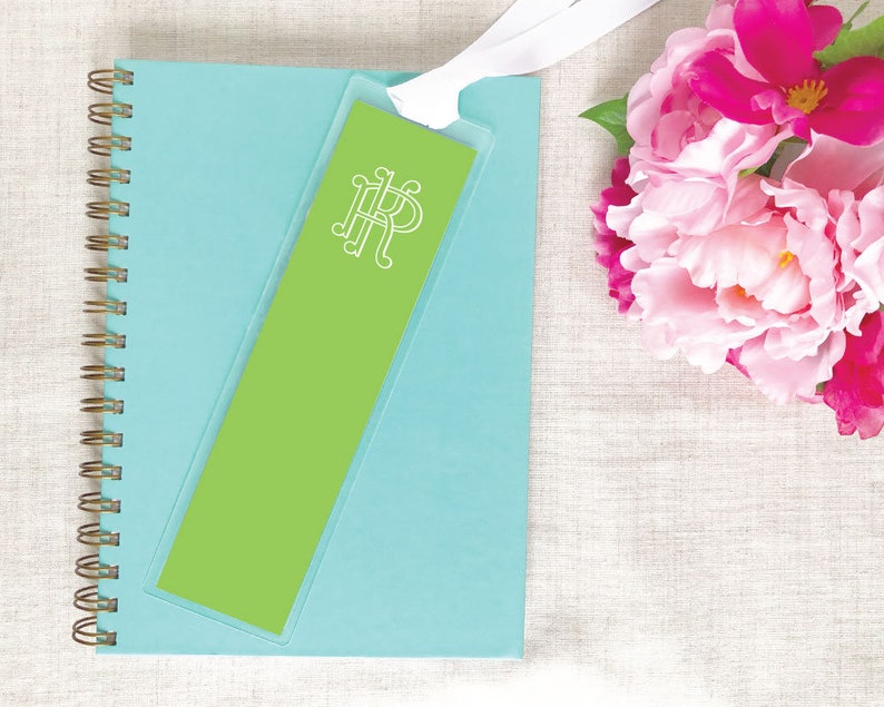 Monogram Laminated Bookmark Personalized Gift Custom Colors | Etsy