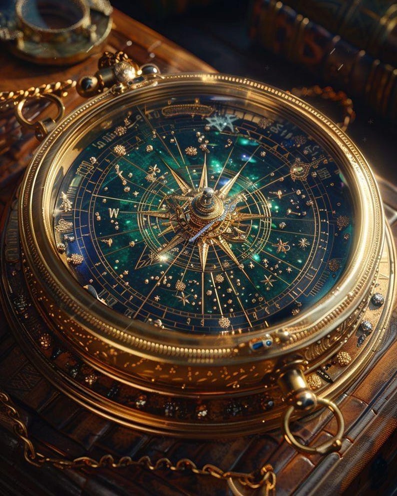 Celestial Golden Compass – Fantasy & Steampunk Navigation Art - Etsy