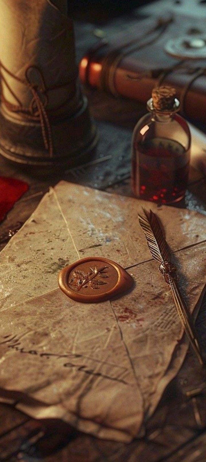 Vintage Sealed Letter & Quill Digital Art Printable Wall Decor - Etsy