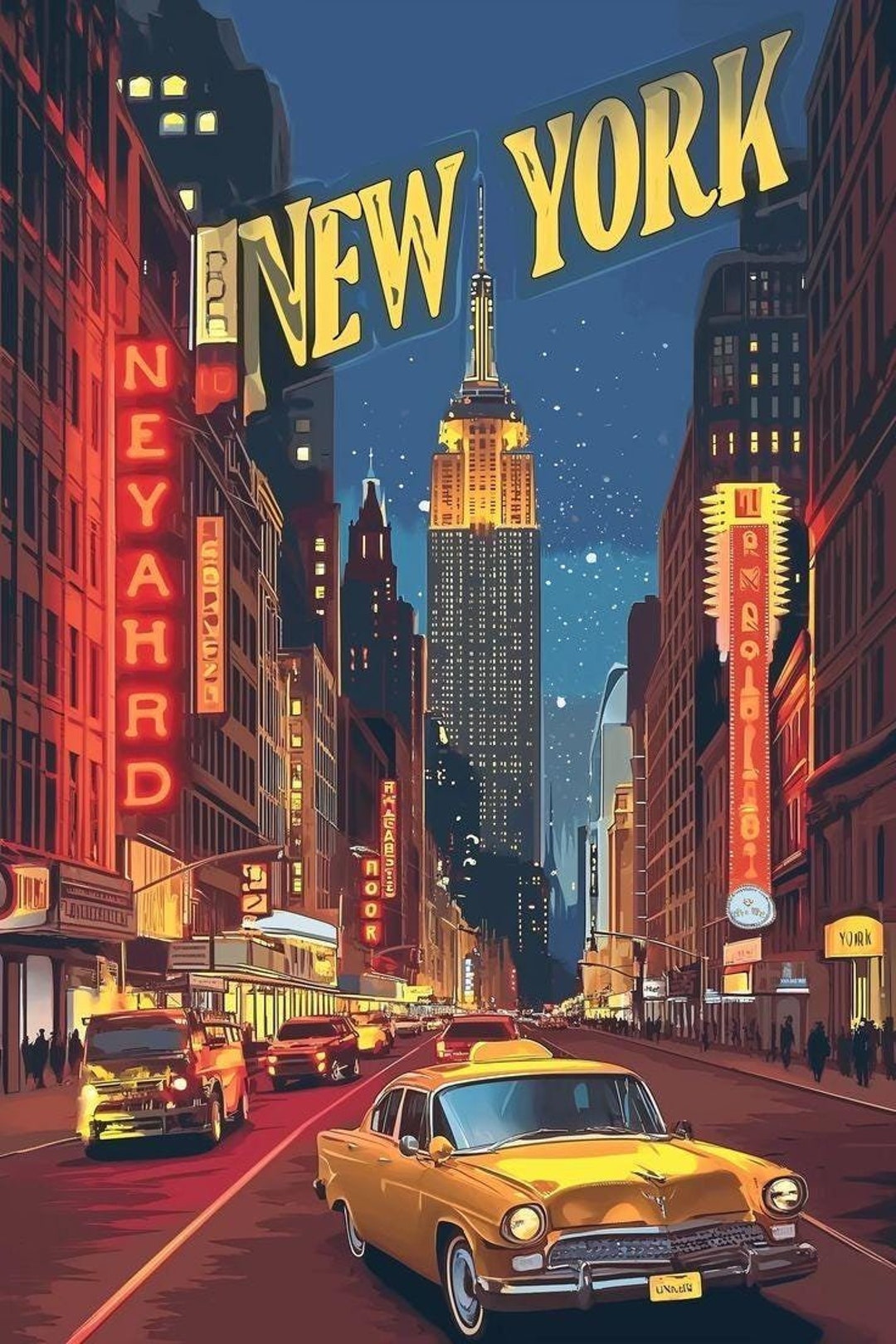 Vintage New York City Wall Art – Retro Travel Poster Set - Etsy