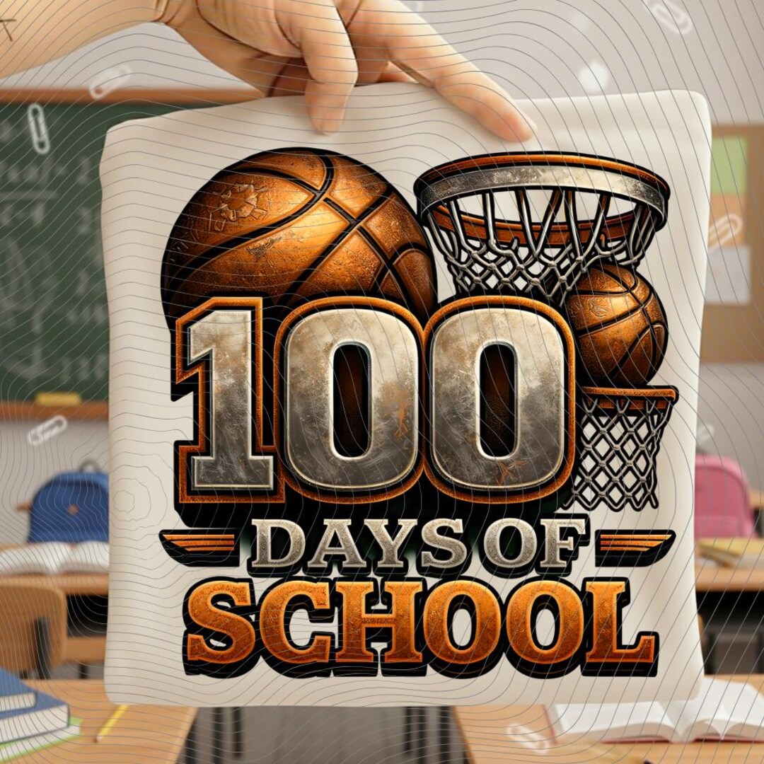 100 Days of School PNG: Basketball Sports Cute Teacher Sublimation ...