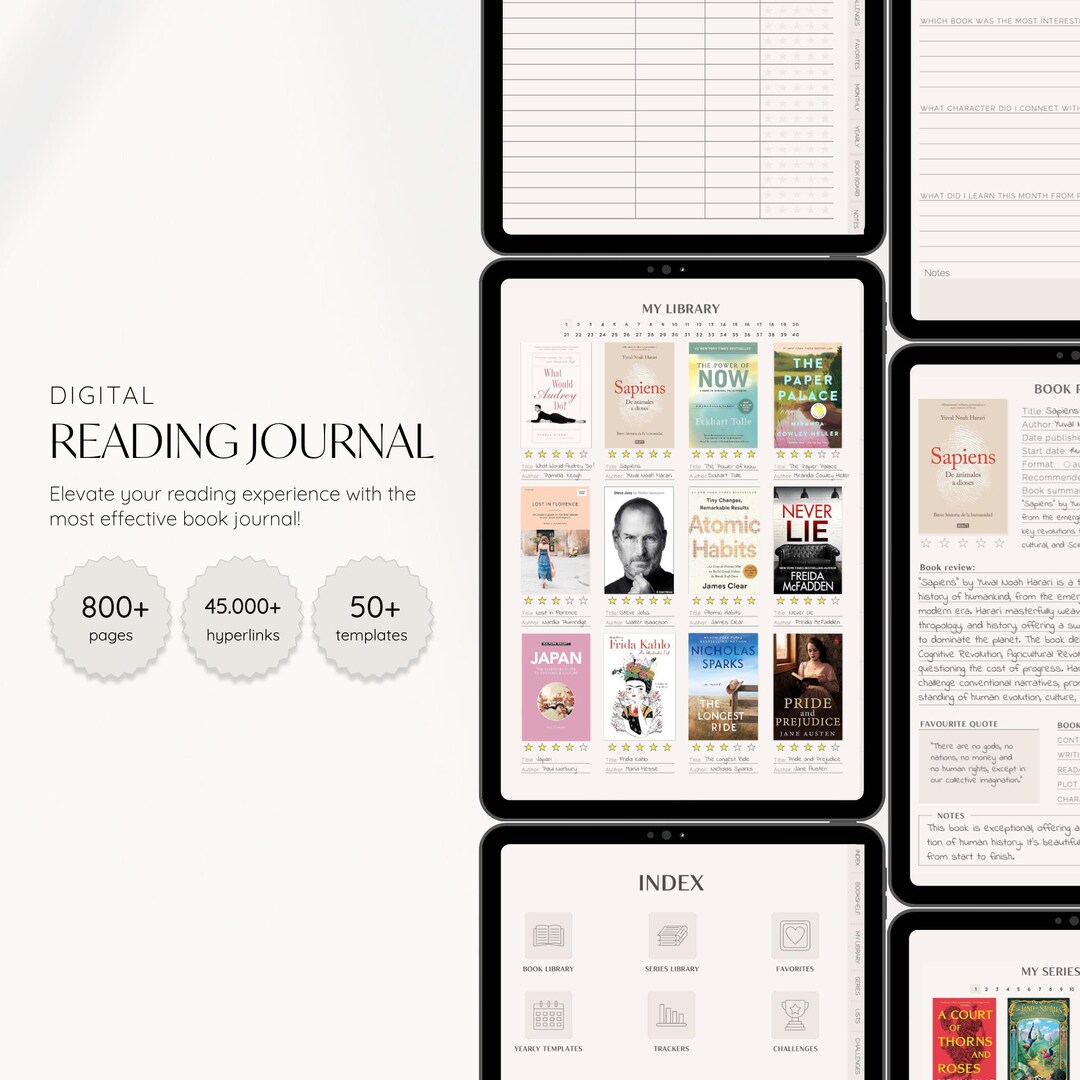 Digital Reading Journal 2025, Digital Reading Planner iPad & Android ...