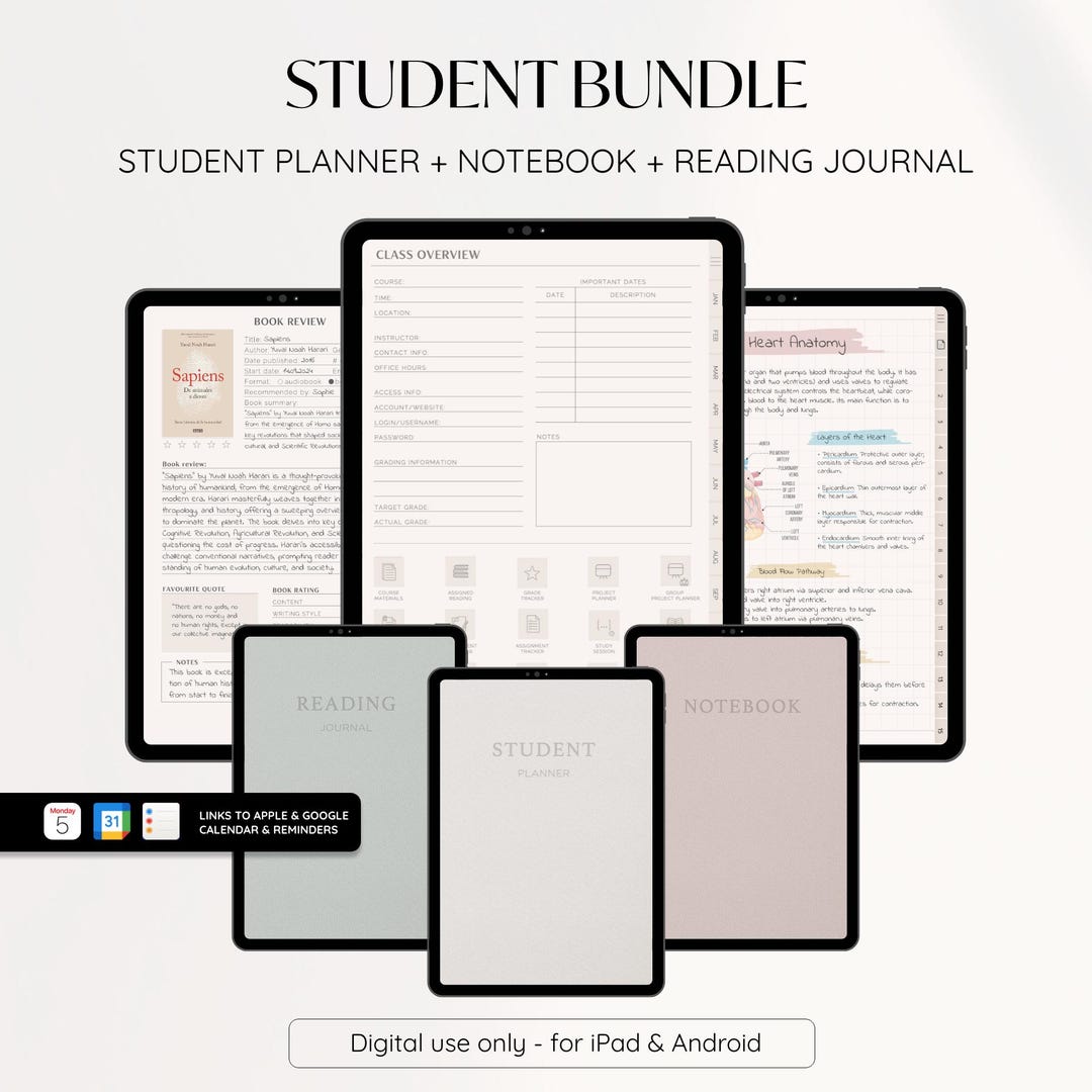2025 2026 Student Digital Planner, Digital Notebook, Digital Reading ...