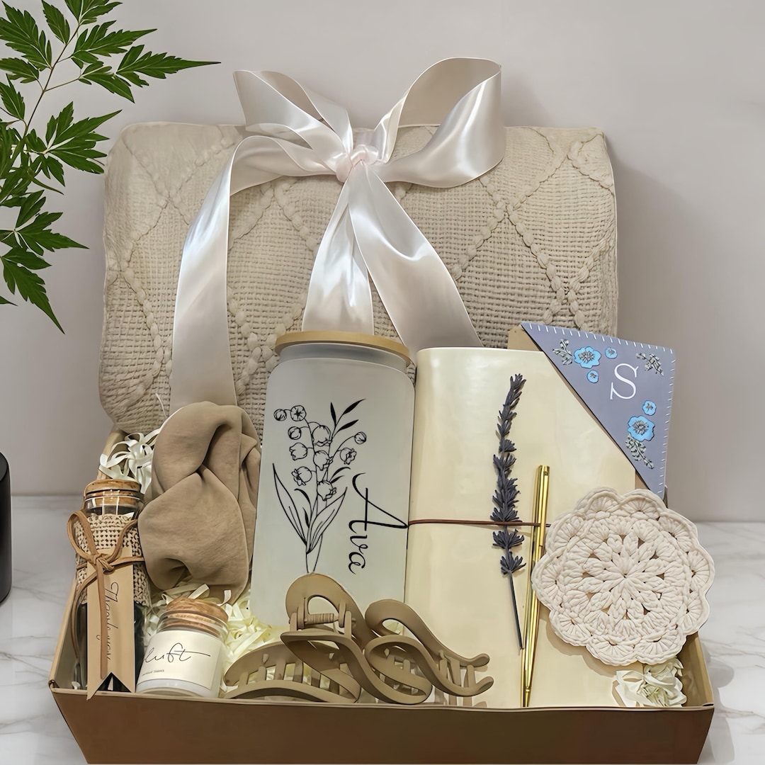 Gift Box ,thinking of You Gift Box With Blanket,personalized Glass Cup ...