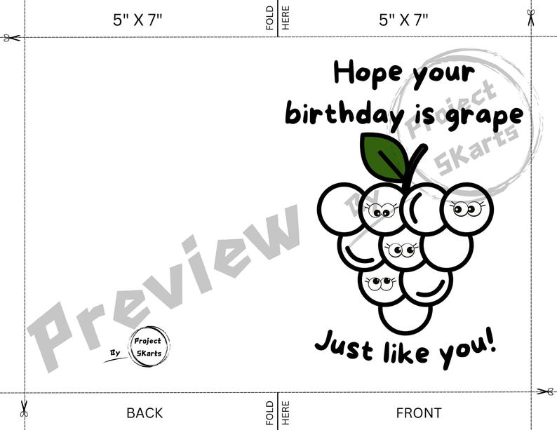 Funny Grape Birthday Card: Printable Food Pun (digital Download) - Etsy